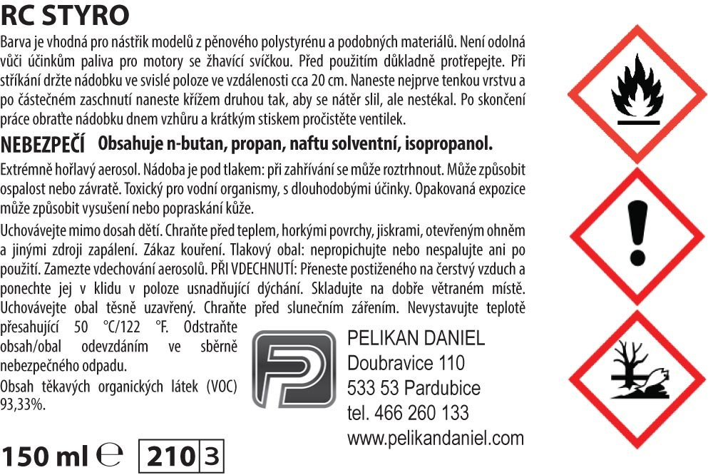 RC STYRO 210 FRANC.MODRÁ Spray 150ml | Promodels.cz